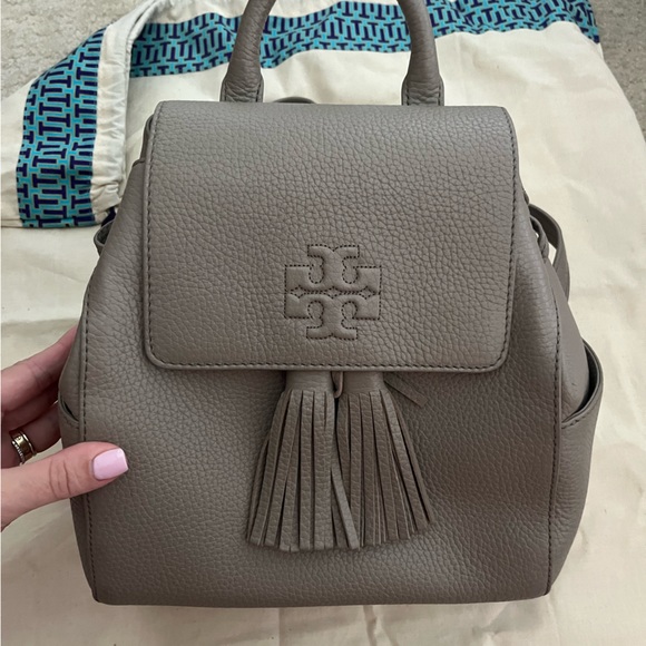 Tory Burch | Bags | Nwot Tory Burch Mini Thea Backpack In Heron Gray ...